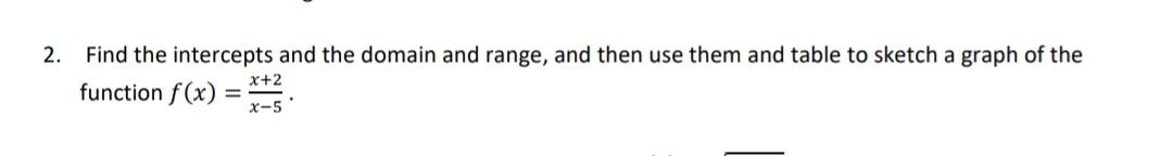 [Solved]: Find the intercepts and the domain and range,