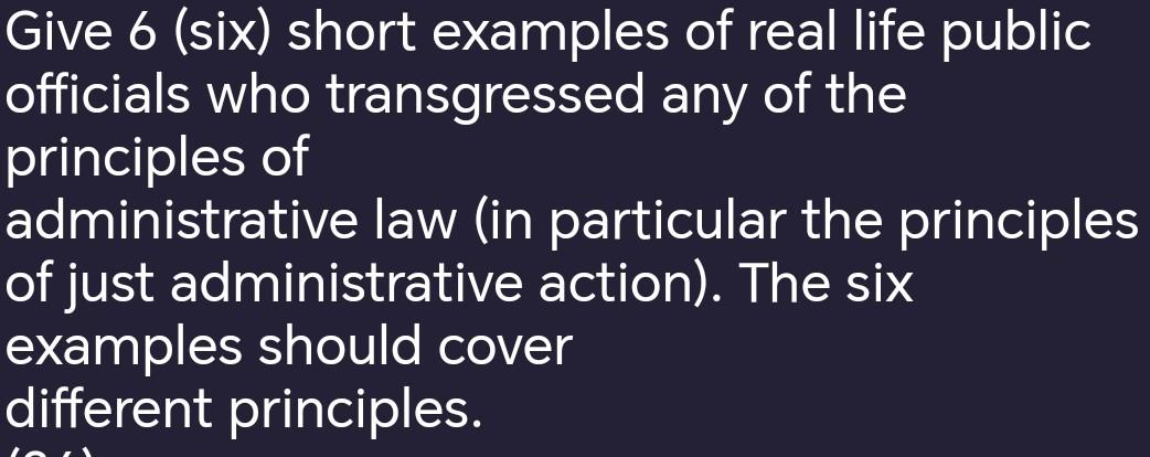 Give 6 (six) short examples of real life public | Chegg.com