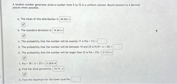 Solved A random number generator picks a number from 5 to 72 | Chegg.com