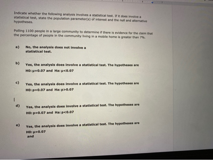 Solved Indicate whether the following analysis involves a | Chegg.com