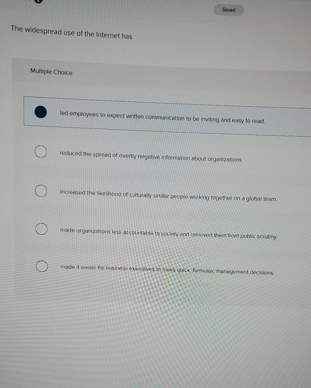 Solved Saved The widespread use of the Internet has Multiple | Chegg.com
