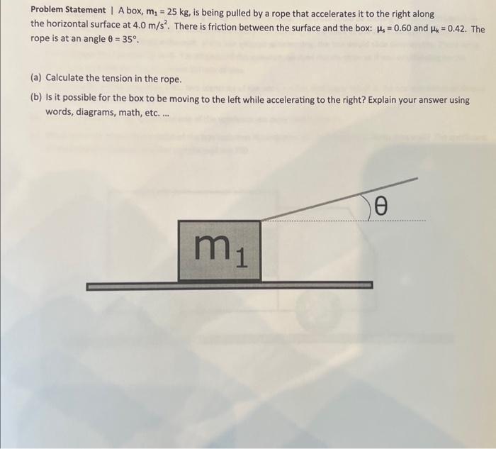 Solved Problem Statement I A box, m1=25 kg, is being pulled | Chegg.com
