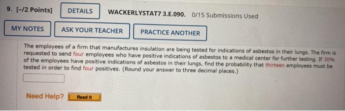 Solved 9. [-12 Points) DETAILS WACKERLYSTAT7 3.E.090.0/15 | Chegg.com Solved 9. [-12 Points) DETAILS WACKERLYSTAT7 3.E.090.0/15 | Chegg.com