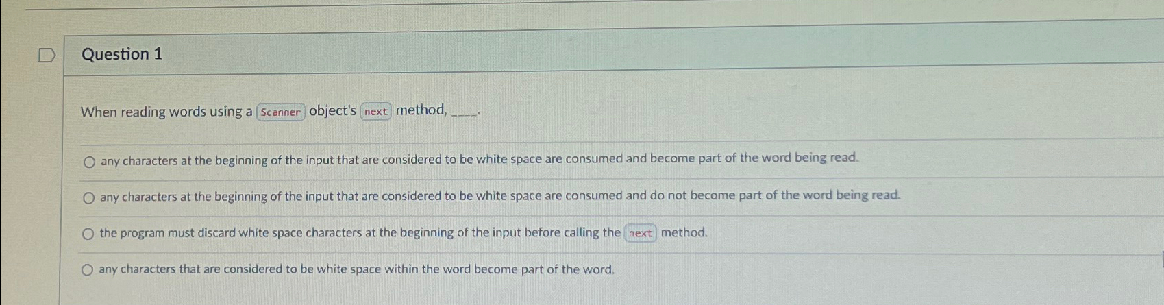 Solved Question 1when Reading Words Using A Scanner Objects