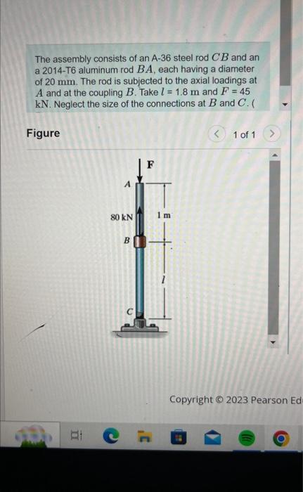 Solved The assembly consists of an A−36 steel rod CB and an | Chegg.com