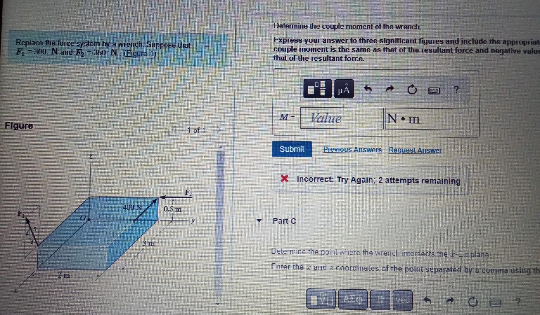 Solved Part C Determine the point where the wrench | Chegg.com