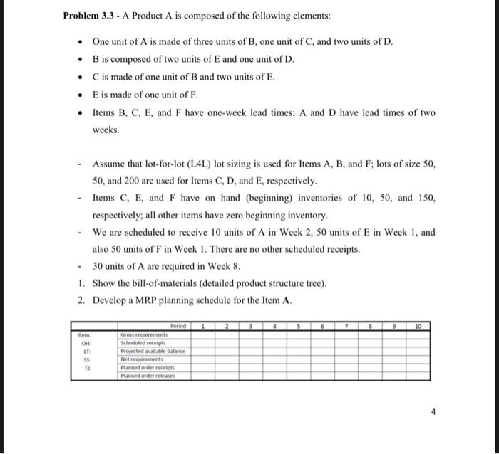 Solved Exercise 3.2 - Lot Sizing Rules are used to change | Chegg.com