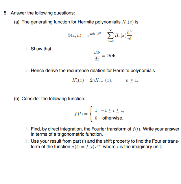 Solved Answer the following questions:(a) ﻿The generating | Chegg.com