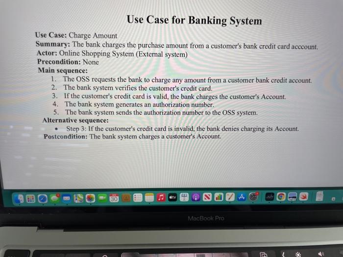 Solved Use Case for Banking System Use Case: Charge Amount | Chegg.com