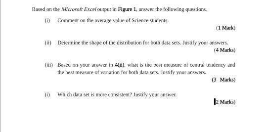 Solved 4. The Microsoft Excel outputs of descriptive | Chegg.com