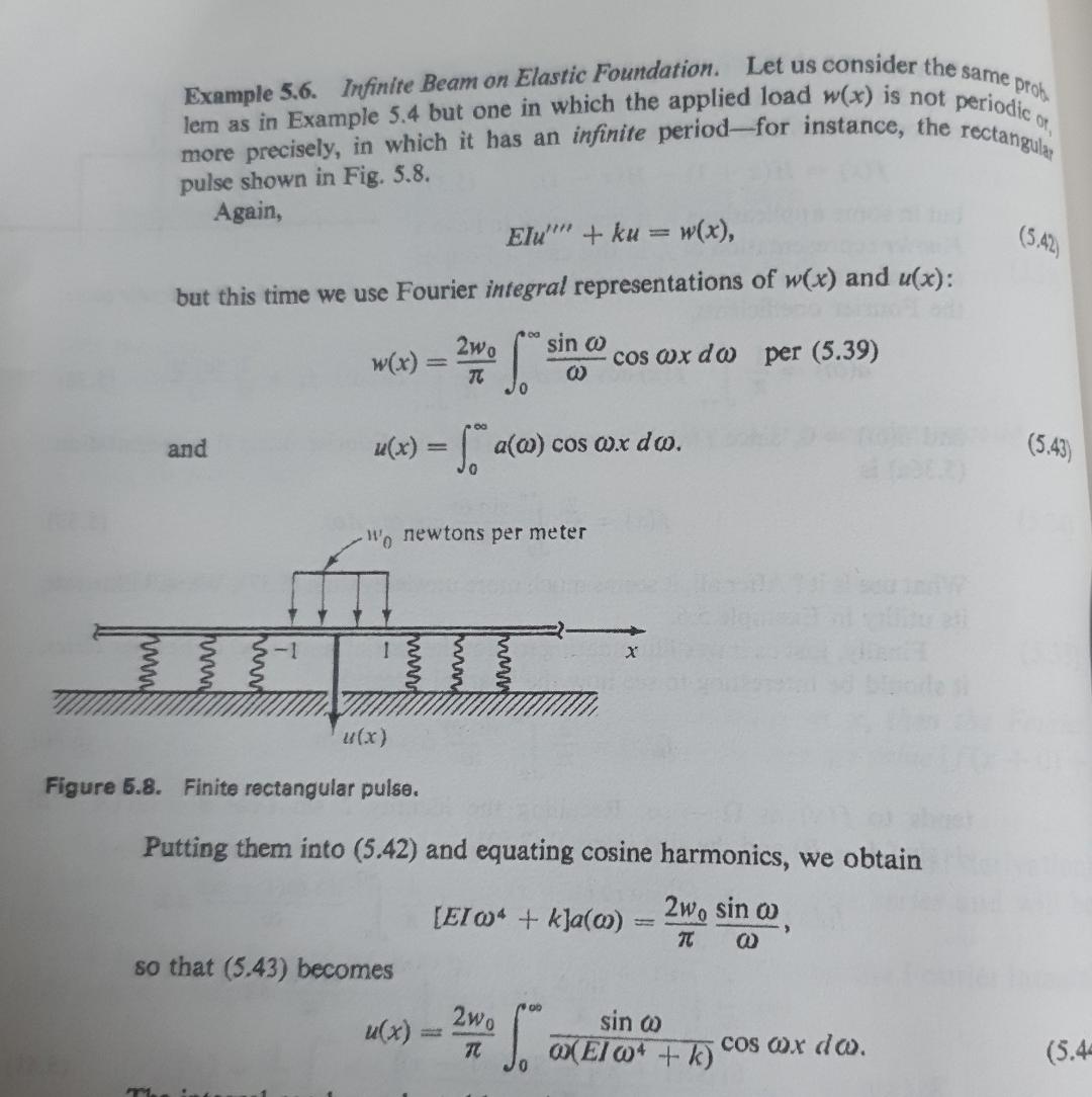 Solved Example 5.6. Infinite Beam on Elastic Foundation. Let | Chegg.com
