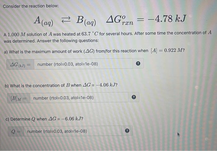 Solved Consider the reaction below: | Chegg.com