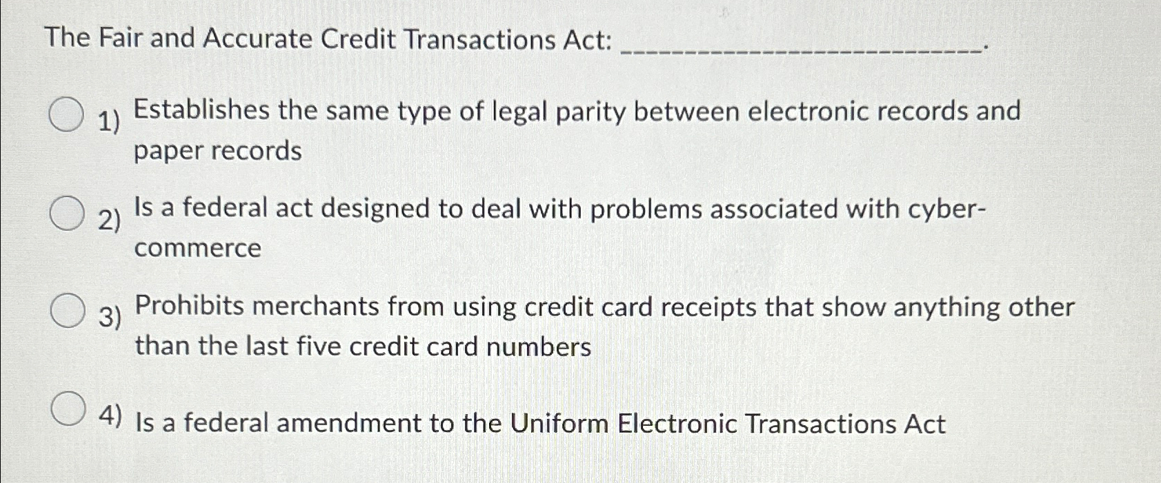 Solved The Fair and Accurate Credit Transactions | Chegg.com