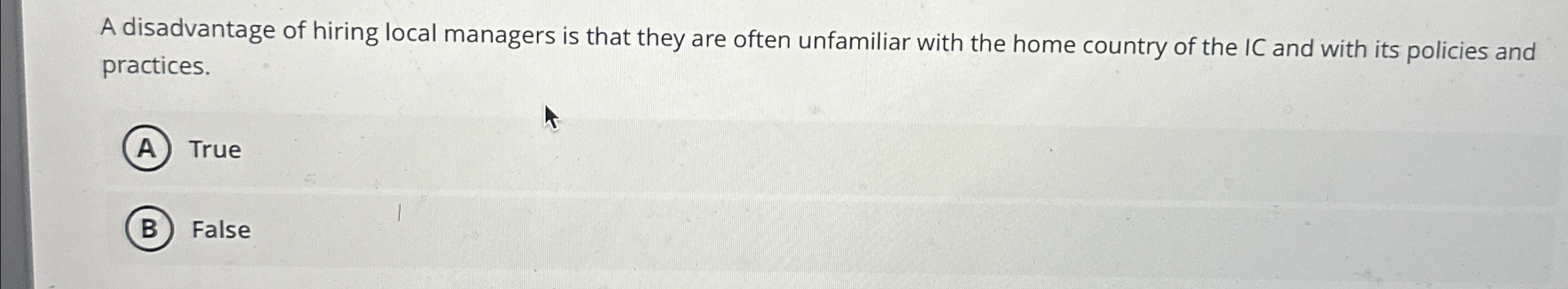 Solved A disadvantage of hiring local managers is that they | Chegg.com
