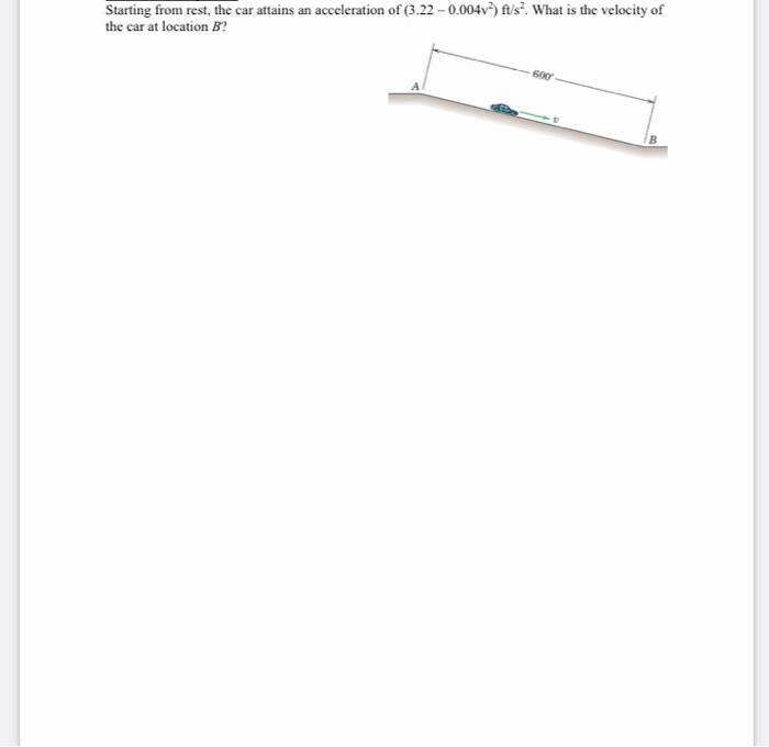 Solved Starting from rest, the car attains an acceleration | Chegg.com