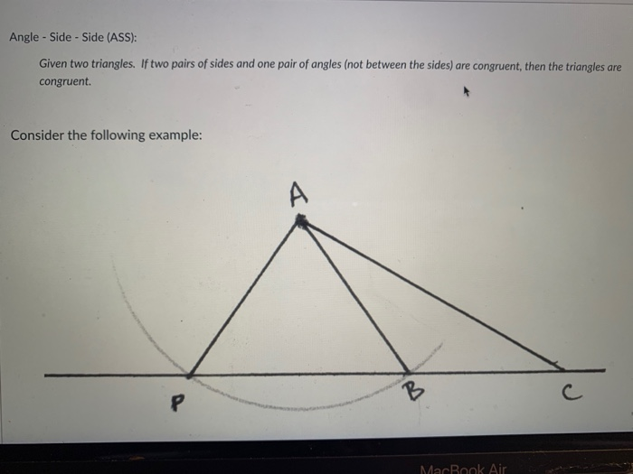 Solved Angle - Side - Side (ASS): Given two triangles. If | Chegg.com