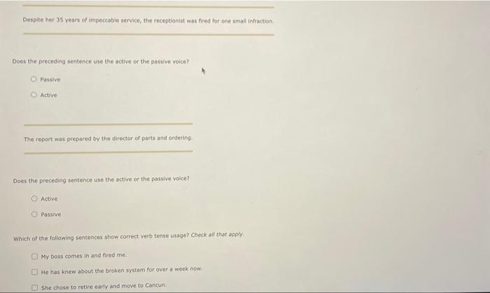 5. Test Your Knowledge: Verbs The following questions | Chegg.com