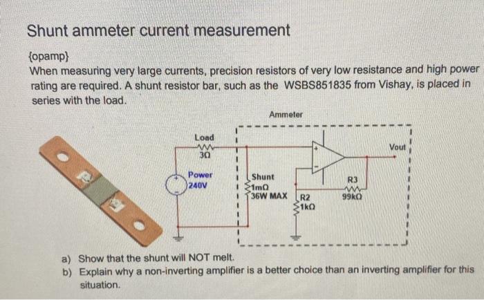 Solved Shunt ammeter current measurement {opamp) When | Chegg.com
