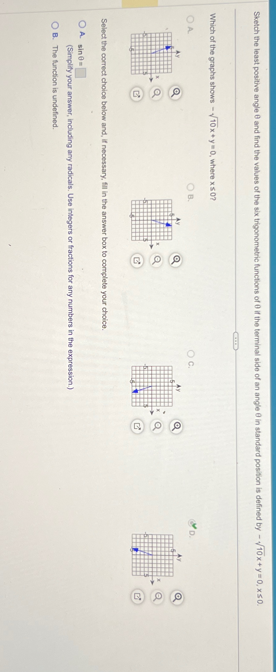 Solved Sketch the least positive angle θ ﻿and find the | Chegg.com