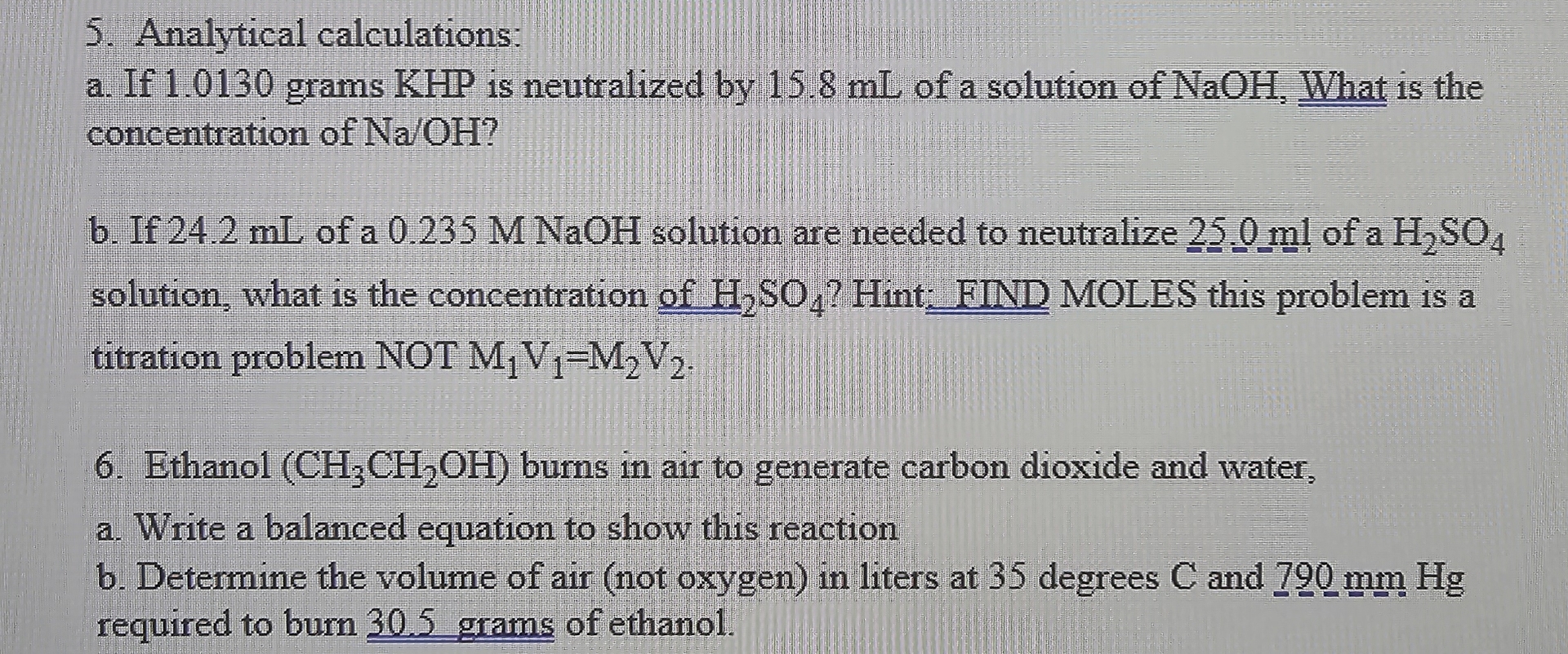 Solved Analytical calculations:a. ﻿If 1.0130 ﻿grams KHP is | Chegg.com