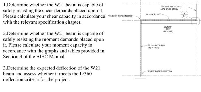 Solved 1.Determine whether the W21 beam is capable of safely | Chegg.com