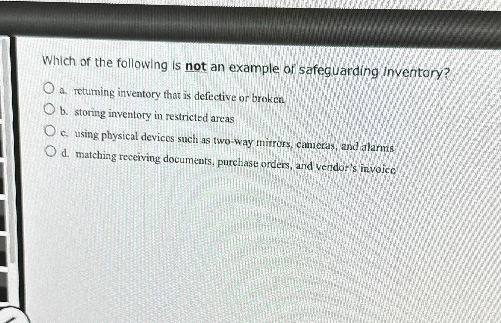 Solved Which of the following is not an example of | Chegg.com