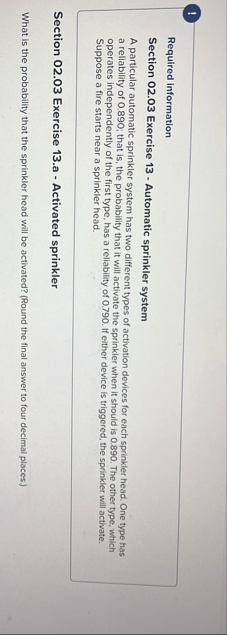 Solved !Required informationSection 02.03 ﻿Exercise 13 - | Chegg.com
