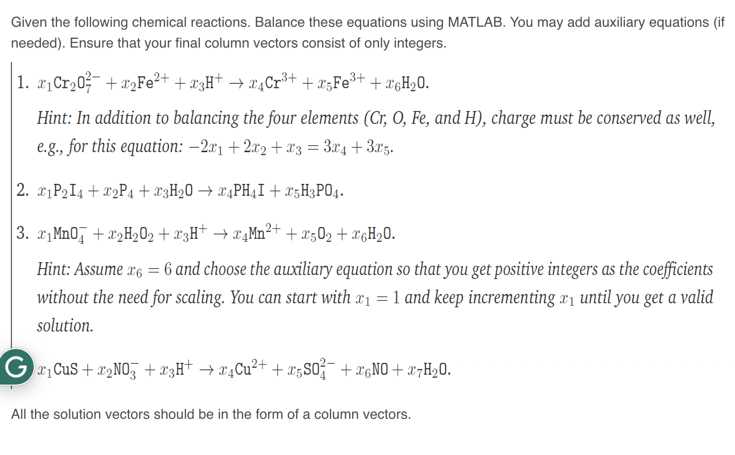 Solved Given the following chemical reactions. Balance these | Chegg.com