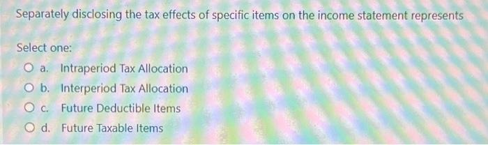 Solved Separately disclosing the tax effects of specific | Chegg.com