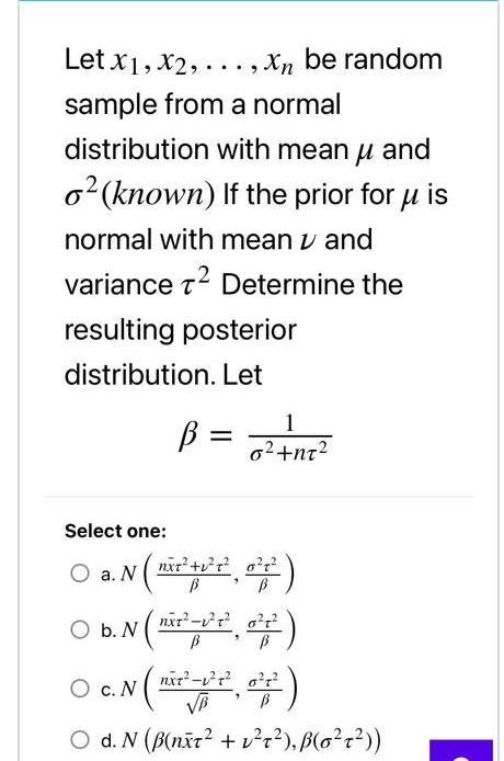 Solved Let x1,x2,…,xn be random sample from a normal | Chegg.com