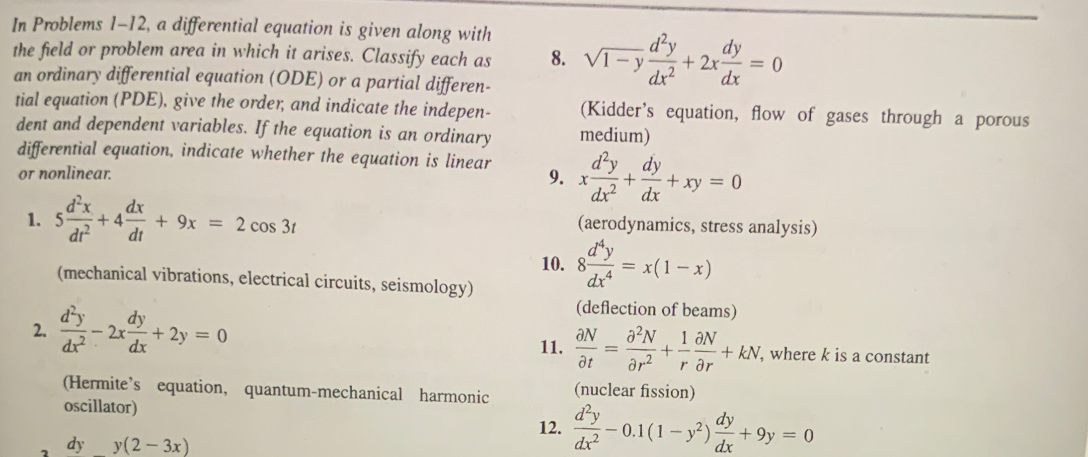 Solved In Problems 1-12, ﻿a differential equation is given | Chegg.com