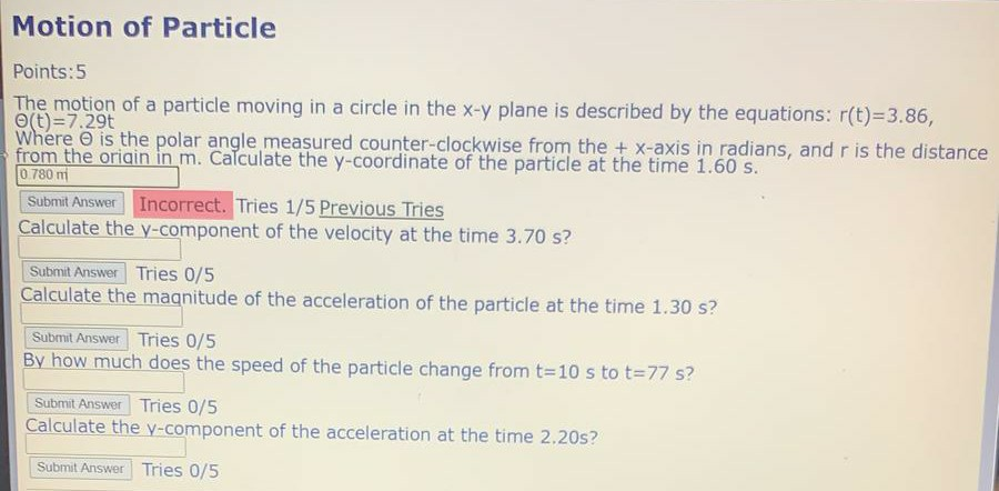 Solved Motion of Particle Points:5 The motion of a particle | Chegg.com
