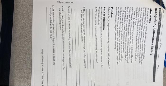 Solved Recognizing Laboratory Safety Introduction An | Chegg.com