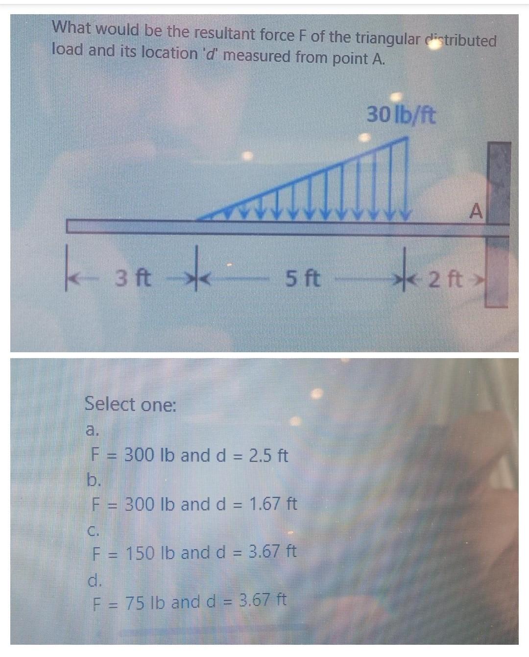 Solved What would be the resultant force F of the triangular | Chegg.com