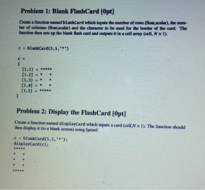 Solved Problem 5: Setting up the Flash Cards (Opt] The goal | Chegg.com