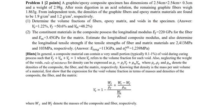 Solved Problem 1 12 points A graphite/epoxy composite | Chegg.com