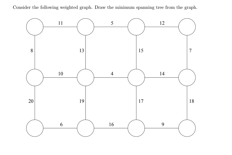 Solved Consider the following weighted graph. Draw the | Chegg.com Solved Consider the following weighted graph. Draw the | Chegg.com