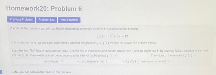 Homework20: Problem 6 Previous Problem Problem List | Chegg.com