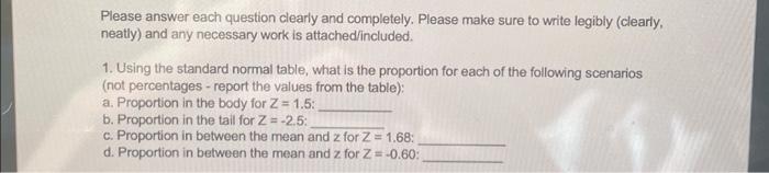 Solved Please answer each question clearly and completely. | Chegg.com