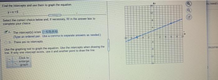 Solved bu need Find the intercepts and use them to graph the | Chegg.com