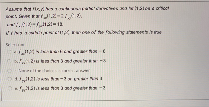 Solved Assume That Fxy Has A Continuous Partial 