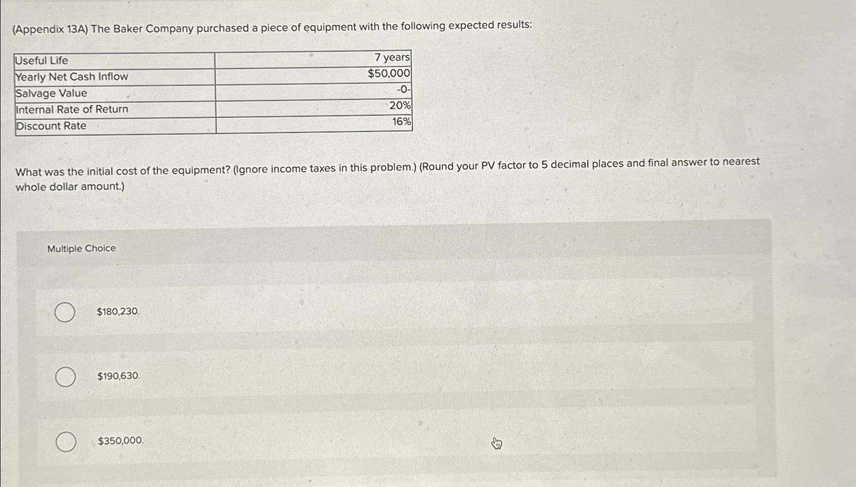 Solved (Appendix 13A) ﻿The Baker Company purchased a piece | Chegg.com