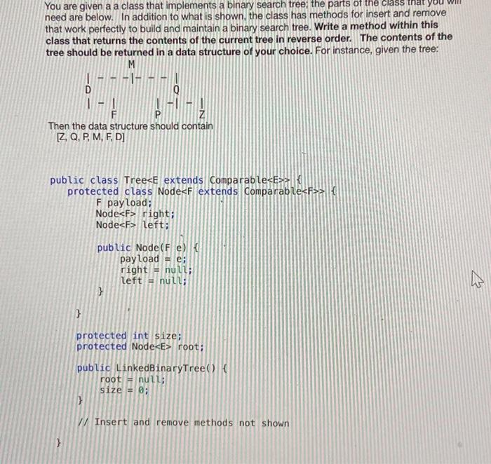 Solved You are given a a class that implements a binary | Chegg.com