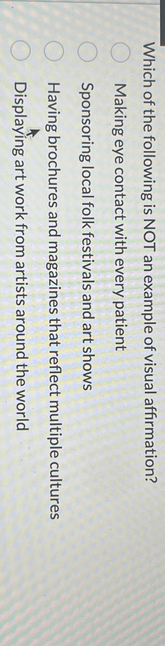 Solved Which of the following is NOT an example of visual | Chegg.com