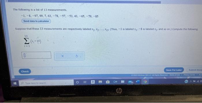 Solved The following is a list of 13 measurements. | Chegg.com