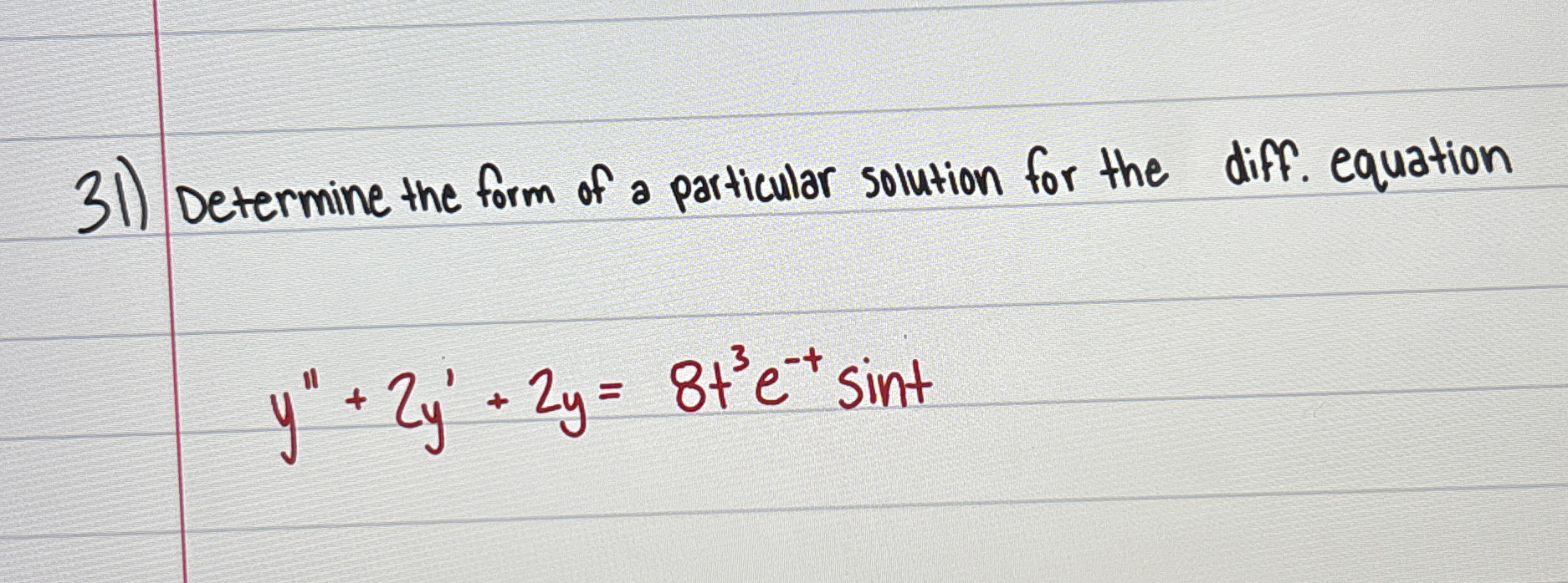 Solved Determine the form of a particular solution for the | Chegg.com