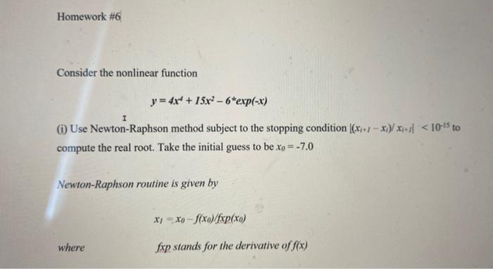 Solved Homework #6 Consider the nonlinear function | Chegg.com