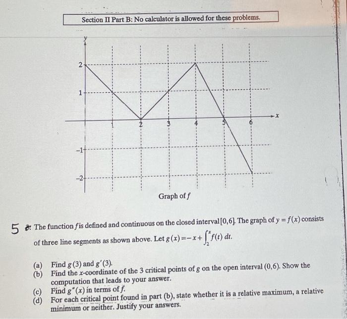 Solved Section II Part B: No calculator is allowed for these | Chegg.com