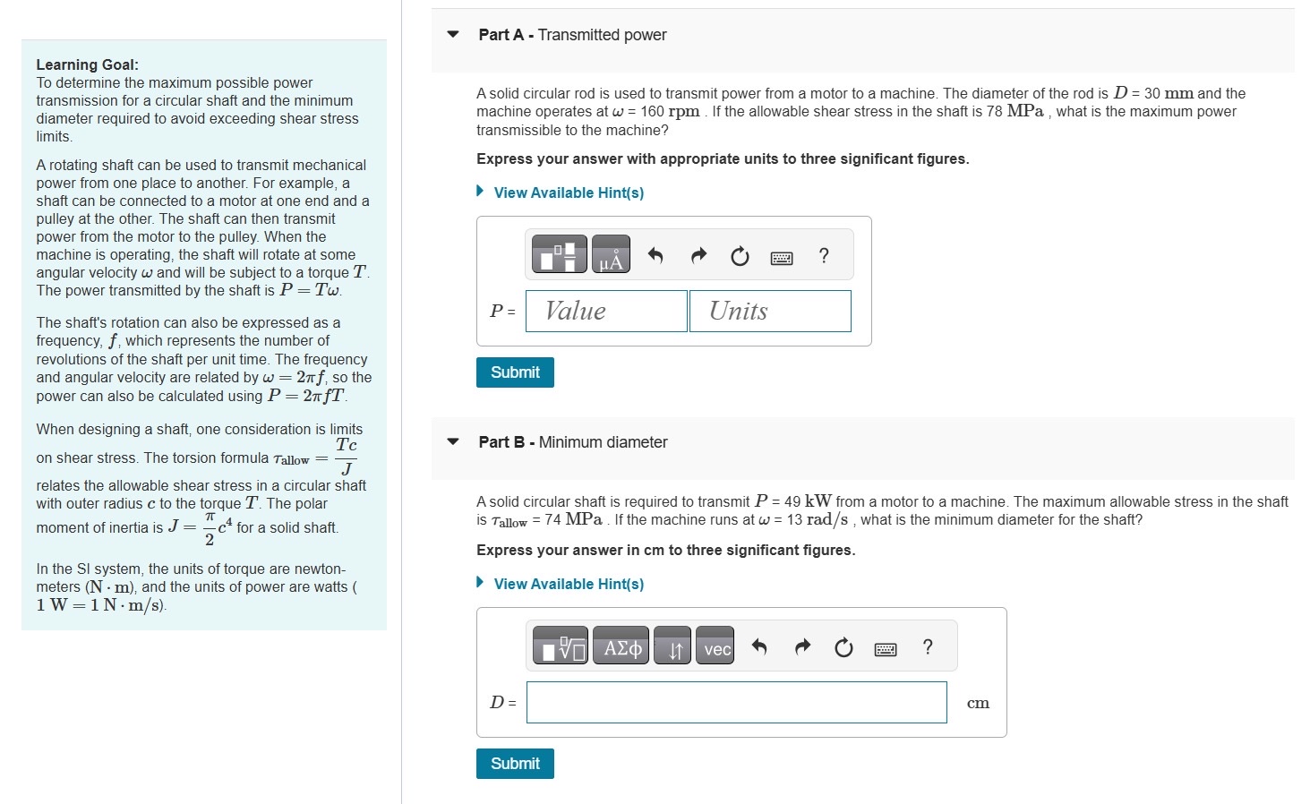 Solved Part A - ﻿Transmitted powerLearning Goal:To determine | Chegg.com