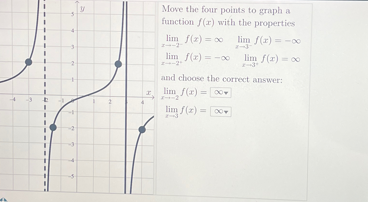Solved Move the four points to graph a function f(x) ﻿with | Chegg.com